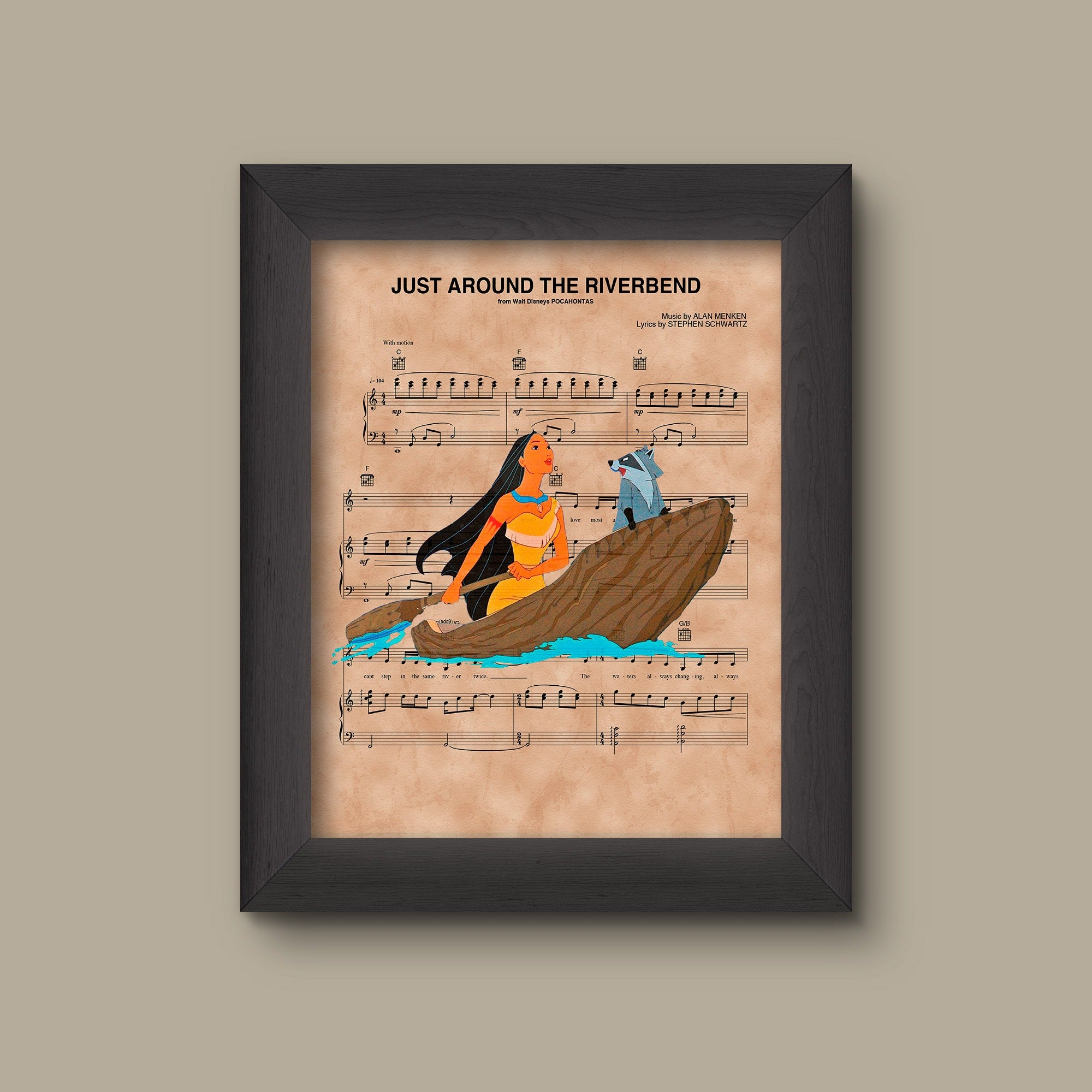 Pocahontas and Meeko, Just Around The Riverbend Sheet Music – Prints ...